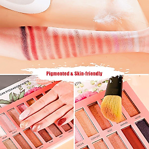 ONLYBETTER Vegan Eyeshadow Palette, Nude Eyeshadow Palette, 16 Shades Organic Eyeshadow palette high pigmented eyeshadow palette Colorful Eyeshadow Palette Long Lasting Nude Eyeshadow Shimmer Palette