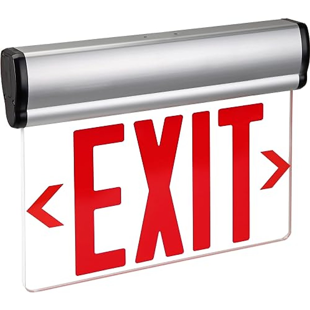 Garrini LED Emergency Exit Sign with Backup Battery UL Certified Wall Ceiling Mounting Acrylic Clear Replaceable Panel Removable Indicator Arrows, Fire Resistant GSEL-200SR