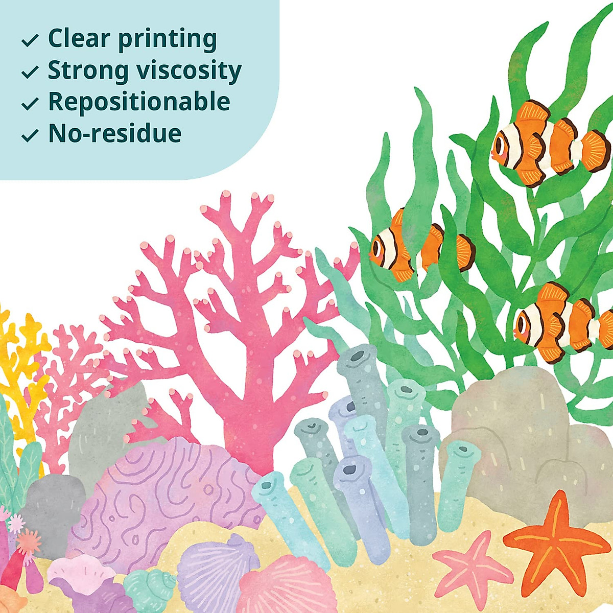 DECOWALL BA-2014s Under The Sea Turtle Wall Stickers Decals Ocean Fish for Bathroom Bedroom Nursery Living Room Home Decor Decoration Kids sea Animals Seaweed Peel and Stick Water boy Baby Shark