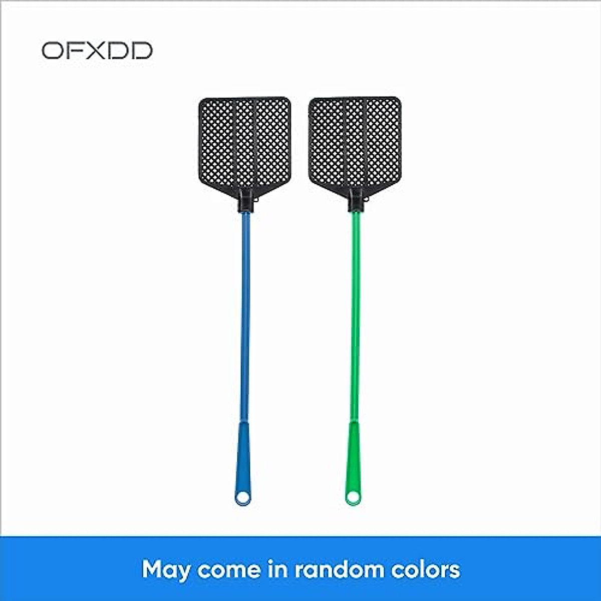 OFXDD Rubber Fly Swatter, Long Fly Swatter Pack, Fly Swatter Heavy Duty, Blue and Green Colors (3 Pack)