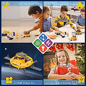 Science Kits for Kids Age 8-12, 6 in 1 Space Solar Robot Kit STEM Projects Build Your Own Robot with Solar Panel & Battery Power, Christmas Birthday Idea Gifts Toy for 9 10 11 12 Years Old Boy ,Girls