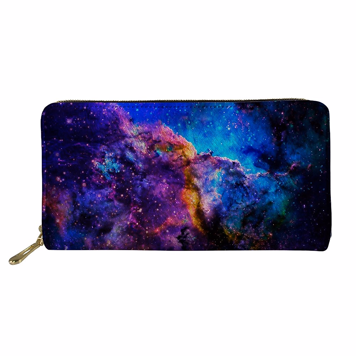 CLOHOMIN Zipper Long Wallet Female Galaxy Starry Sky Design Clutch Holder Purse Handbag