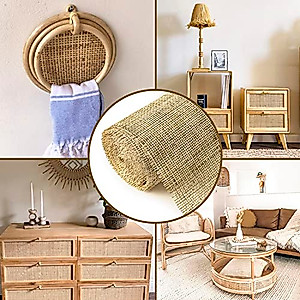 20" Width Natural Square Rattan Wicker Cane Webbing 3 Feet Rattan Woven Roll Wardrobe Shoe Square Mesh Material for Cabinet & Door