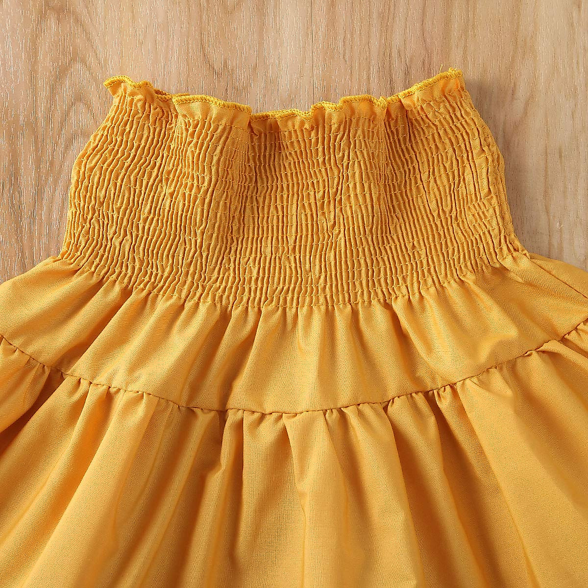 LXXIASHI 3PCS Toddler Baby Girl Off Shoulder Ruffle Crop Top + Maxi Long Skirt + Headband Outfits Set (White Yellow, 3-4 Years)