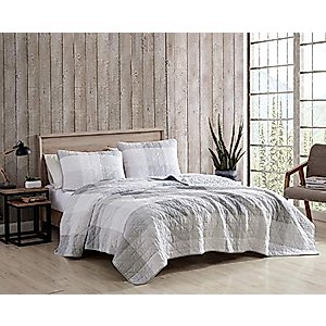 Eddie Bauer - King Quilt Set, Cotton Reversible Bedding with Matching Shams, Medium Weight Home Decor (Boulder Grey, King)