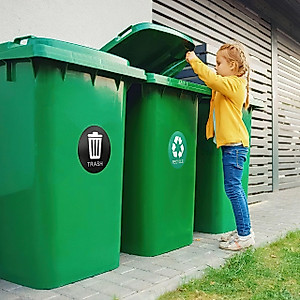 Recycle Stickers for Trash Can - Vinyl Recycle and Trash Signs, Labels for Recycling, Decals for Trash Bins, 6" Outdoor & Indoor Use, Premium Vinyl Self-Adhesive Stickers with Protective Film