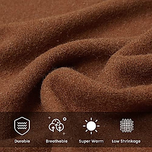 ZonLi Wool Blanket with Fringe, 60"x80" Large Warm Washable Throw Blanket for Military Camping Outdoor Emergency Kits, Double-Sided Fall Throw Blanket for Couch, All Season Use(Red Brown)