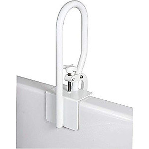 Carex White Bathtub Rail - Grab Bars for Bathroom, Bathtubs & Showers - Side Hand Grip Railing & Support - Shower Handle & Bath Tub Bar Clamps for Seniors & Elderly