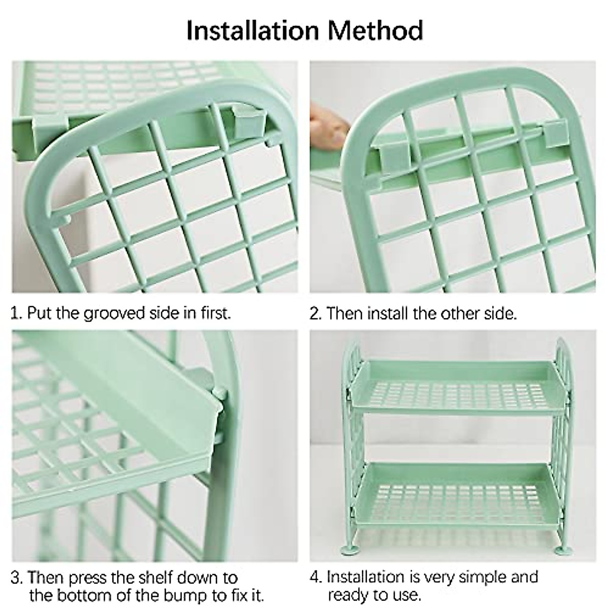 QUMENEY Desktop Rack Cosmetic Stationery Storage Holder, 2-Tier Multifunctional Plastic Shelf Makeup Organizer for Skincare Office Kitchen Bedroom Bathroom Home (Pink)