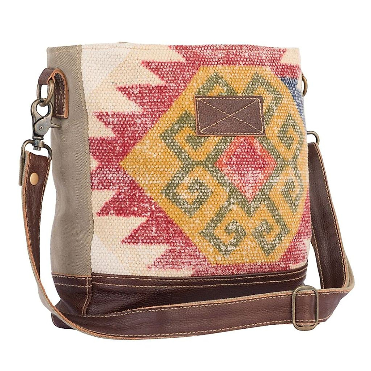 Myra Bag Sober Love Shoulder Bag Upcycled Canvas, Leather & Rug S-2217