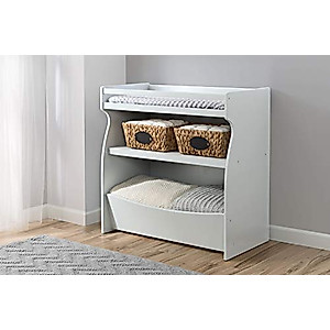 Delta Children 2-in-1 Changing Table & Storage Unit, Bianca and Waterproof Baby and Infant Diaper Changing Pad, Beautyrest Platinum, White