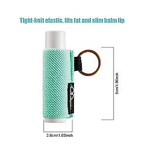 WK IEASON - Lip Balm Holder Keychain Clip On Lipstick Sleeve Tight-Knit Elastic Lip Balm Keychain Holder (Black/Grey/Yellow/Blue)