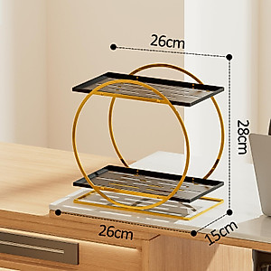 2 Tier Perfume Organizer for Dresser, Black Gold Perfume Organizer Makeup Perfume Stand Organizer for Vanity, Cosmetics Ideal Gift for Perfume Lovers - Gold