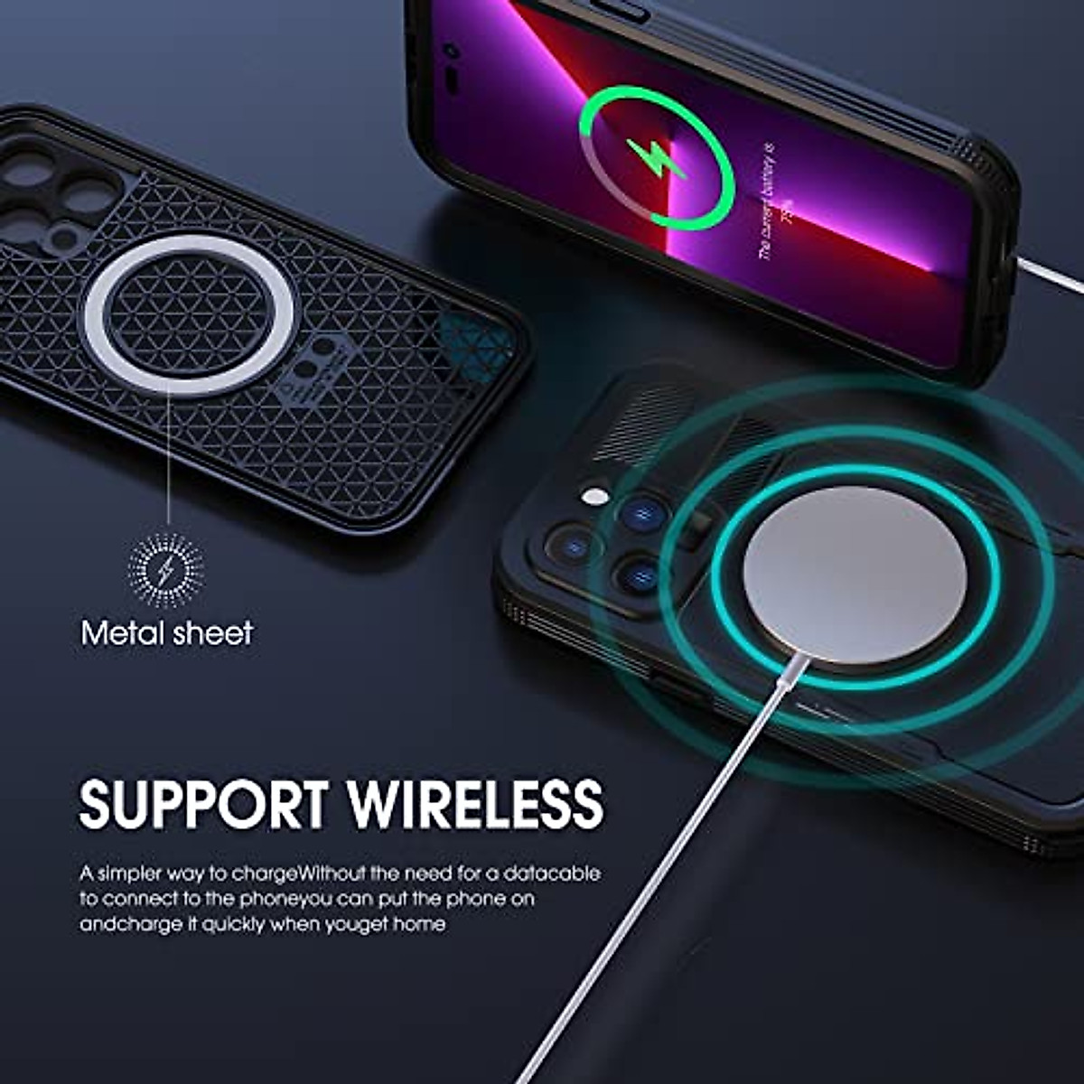 VONNOBILITY iPhone 14 Pro Max Waterproof Case, IP68 Full-Body Heavy Duty with Built-in Screen Protector, 6.7 inch - Black