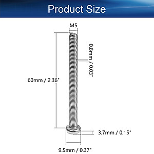 Yinpecly 25Pcs M5 x 60mm Machine Screws Pan Phillips Cross Head Screw 304 Stainless Steel Fasteners Bolts Silver Gray