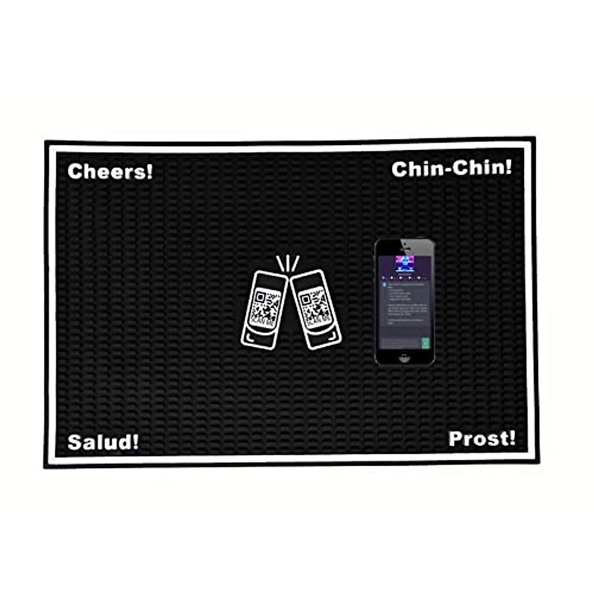 Tequixtum iM@t Bar Spill Mat for Countertop, AI in Your Home Bar with Bartend-AI, Your Own Bartender Assistant! & Cheer Up Spinning The Drink-Roulette on Your Phone/Tablet Scanning QRC Printed on Mat