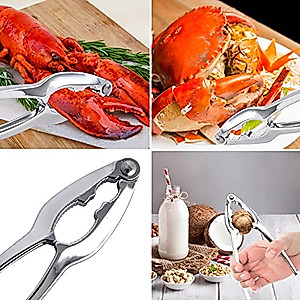 13 Pcs Seafood Crab Crackers and Tools, Nut Lobster Crackers and Picks Set Including 4 Lobster Crab Crackers 2 Lobster Shellers 4 Forks 2 Seafood Scissors and 1 Gift Box