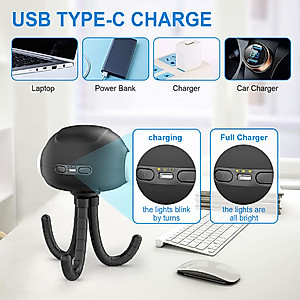 Mamtopia Baby Stroller Fan with Night Light, Rechargeable Bladeless Fan Portable Clip On Fan with 3 Speeds & Flexible Tripod 360°Rotatable for Child Car Seat Crib Bike Desk (Black)