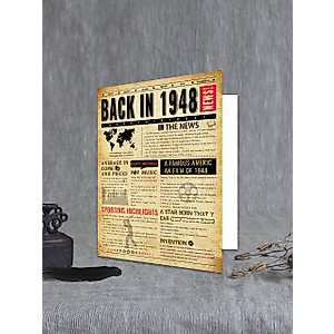 Inbufruy Funny 76th Birthday Card fo Man Woman, 1948 Vintage Birthday Cards for Him Her, Jumbo 76 Year Old Birthday Gift Cards for Grandpa Grandma Mom Dad, 76 Years Anniversary Card for Husband Wife