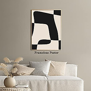 Black and Beige Canvas Wall Art Abstract Neutral Poster Beige Boho Wall Art Abstract Black Painting for Bedroom Decor Abstract Geometric Print Black and Beige Minimalist Wall Art 16x24inch No Frame