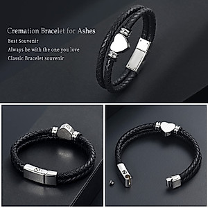 memorial jewelry Cremation Bracelet with Clasp Beads Cowhide Multi-Layer Braided Leather Urn Bracelet for Men Women