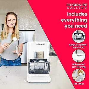 Frigidaire, Countertop Artisanal Sphere Ice Machine, Transparent Window, Gourmet Ice Maker, 84 Sphere per Day Capacity, Auto Self Cleaning Ice Making Machine - 16.75"D x 11.75"W x 20.25"H (White)