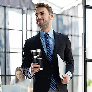 KOOLDRINK Shhh No One Cares Tumbler -Sarcastic Funny Saying Gifts for Women Men-Christmas Birthday Gifts for Dad,Best Friends,Coworkers-Stainless Steel Insulated Coffee Mug Black 20oz