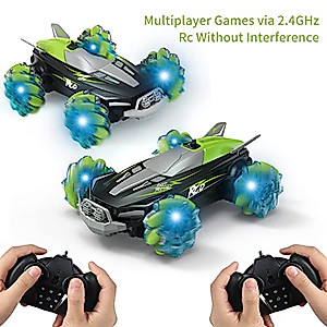 WOWELLO RC Drift Cars with Spray Mist for Kids, Remote Control Car with LED Lights and Music, Rechargeable RC Stunt Toy Car, Indoor and Outdoor Toys for 3 4 5 6 7 8-12 Year Old Boys Girls Gifts