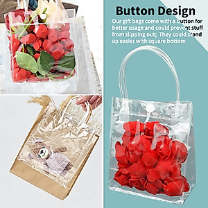 CZWESTC 50 Pcs Clear PVC Gift Bags with Handles, Small Transparent Gift Wrap Bags, Clear Tote Bag, Reusable Shopping Bags with Handle for Merchandise, Retail, Small Business (5.9" x4.92" x 2.75")