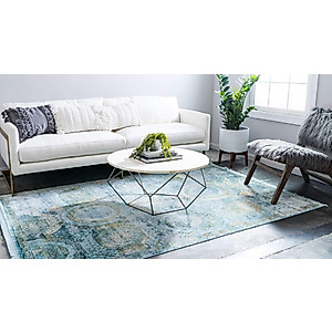 Unique Loom Baracoa Collection Area Rug - Coppelia (8' 4" x 10' Rectangle, Light Blue/ Blue)