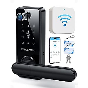 Wi-Fi Smart Lock, Fingerprint Keyless Entry Door Lock with Handle, Smart Lock for Front Door Anti-Peeping, Electronic Digital Keypad Door Lock Works with Alexa, Remotely Control (G2 Gateway Included)