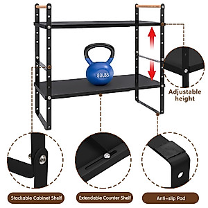 RUILALIFE Expandable Shelf Organizer for Kitchen Countertop，Adjustable Cabinet Shelf Organizers，Stackable Kitchen Counter Shelf Rack，Tiered Risers Shelves for Storage Pantry