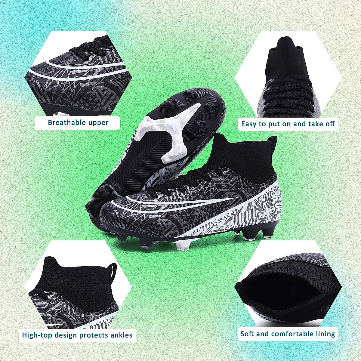 Soccer Cleats Mens Women Football Cleats Soccer Shoes Tacos de Futbol para Hombre Football Shoes for Turf Futsal Shoes Cleats Football Turf Cleats Professional Football Training Boots AG FG