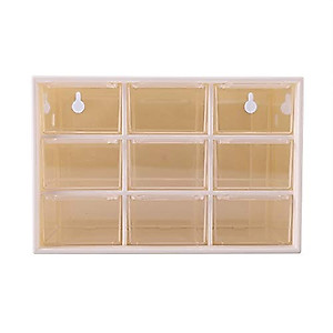 TOPINCN Drawer Storage Cabinet Plastic Jewelry Cosmetic Storage Box Portable 9 Lattice Mini Cabinets Drawer(White)