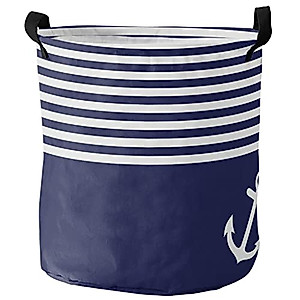 WPYYI Blue White Stripes Anchor Dirty Laundry Basket Foldable Home Organizer Basket Clothing Children Toy Storage Basket (Color : A, Size : Large)