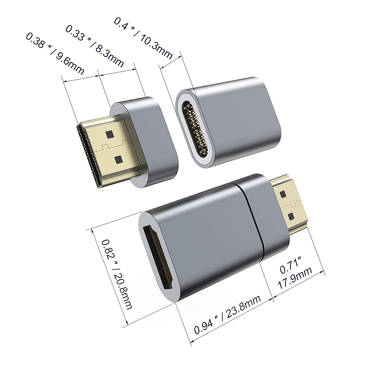 Magnetic hdmi Adapter with 20Pins Type A hdmi Female and Male Port