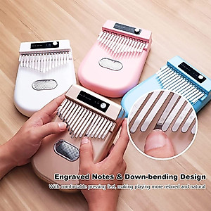 UOOD Electric Kalimba 17 Keys Thumb Piano Connetion Finger Piano Electronic Musical Instrument Gifts for Kids Adults Beginners and Music Lovers (Color : Blue)