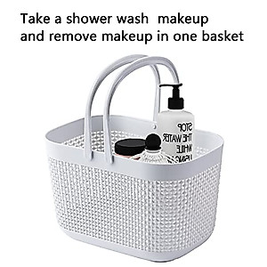 2 Pcs Portable Shower Caddy Tote, Plastic Storage Caddy Basket with Handle for College, Dorm, Bathroom, Garden, Cleaning Supplies, Gray