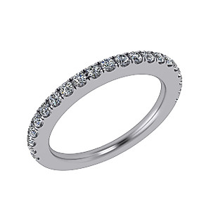 Central Diamond Center VOUS Matching Wedding Band in Solid Sterling Silver & Pure Brilliance Zirconia - Size 6