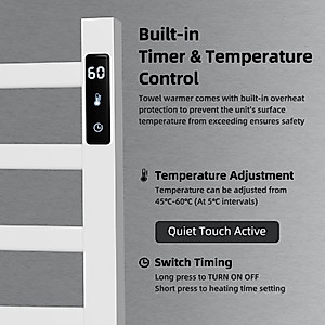 Towel Warmer Rack with Timer and Temperature Control Electric Heated Freestanding Towel Heater with Overheat Protection for Bathroom Rack with 8 Bars
