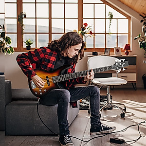 Ktaxon 5 String Electric Bass Guitar, Full Size Standard Right Handed Rosewood Fretboard Bass Kit with Strap, Cable, Pick, Wrench Tool (Sunset)