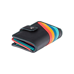 Visconti CHL71 Women's Secure RFID Blocking Leather Bifold Clutch Wallet Purse - Black Multi