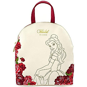 Loungefly Disney Belle Flowers Faux Leather Womens Double Strap Shoulder Bag Purse