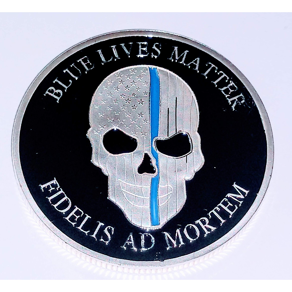 NYPD New York Police Officer Mourning Band Colorized Challenge Art Coin