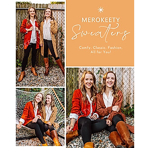 MEROKEETY Women's 2025 Fall Long Sleeve Cable Knit Sweater Open Front Cardigan Button Loose Outerwear Rust