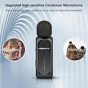 ECOMXIA 2 Pcs Wireless Lavalier Microphone for iPhone iPad Android with Charging Case 7H Clip on Lapel Microphone Wireless for Video Recording Vlogging, YouTube, Interview, 3 Mode Denoise, 70ft