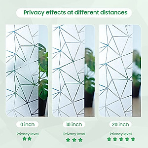 Viseeko Window Privacy Film Decorative Static Clings Sun UV Blocking Non-Adhesive Removable Glass Door Sticker for Home Office 11.8 x 78.7 inches Frosted Triangle
