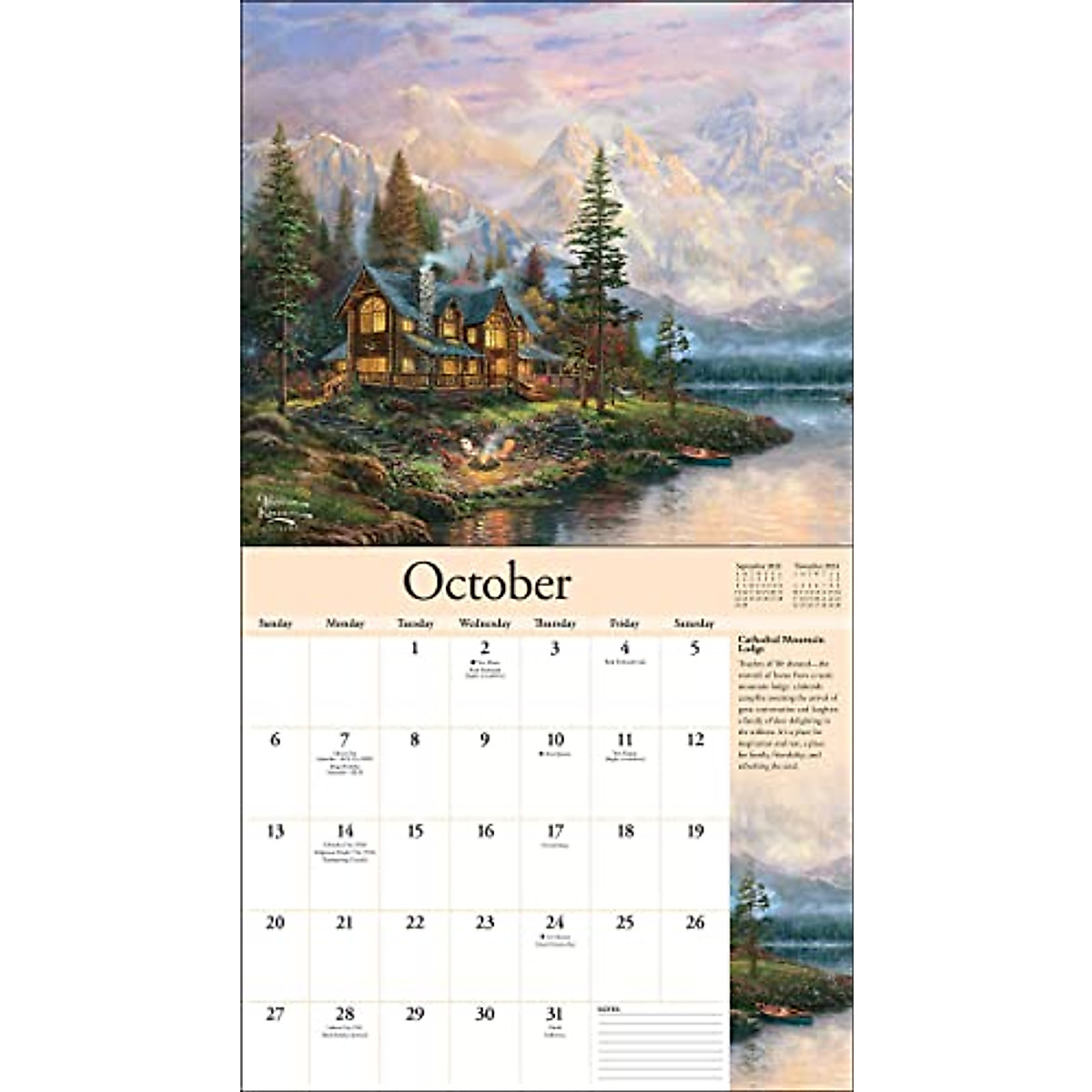 Thomas Kinkade Special Collector's Edition 2024 Deluxe Wall Calendar with Print: Lakeside Splendor