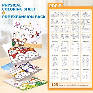 JoyCat Washable Dot Markers for Kids,8 Colors 2.1 fl.oz Non Toxic Dot Paint Markers with 123 PDF &10 Physical Activity Papers,6 Stencils,Bingo Daubers for Toddler 3+,Ideal Arts and Crafts Supplies