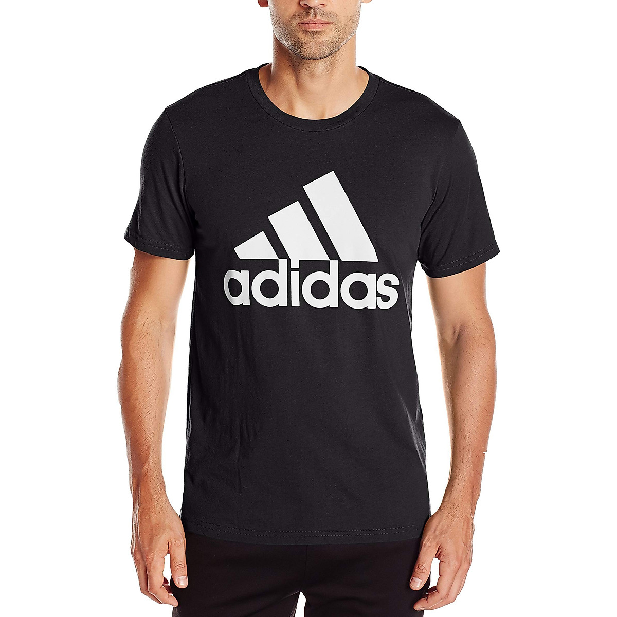 adidas mens Go-To-Performance Short Sleeve Tee Black/White Medium